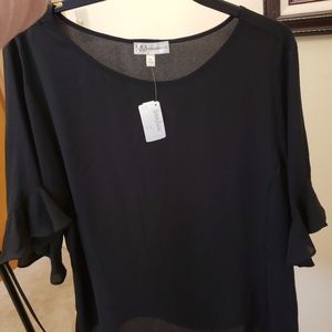 Neiman Marcus | Tops | Neiman Marcus Black Ruffled Blouse | Poshmark